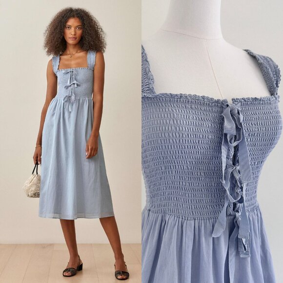 Reformation | Dresses | Reformation Blue Midi Dress | Poshmark